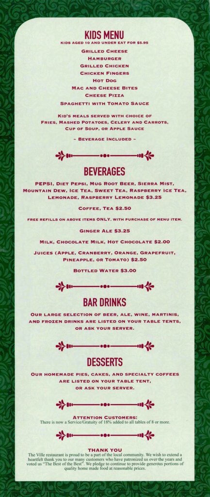 The Ville Restaurant & Bar in Steubenville, Ohio